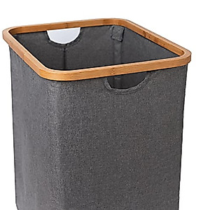 60L Capacity Bamboo Laundry Basket with Handle, Foldable Laundry Basket, Hamper
