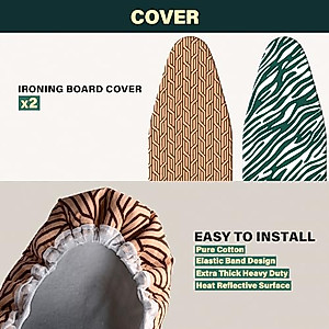 caius Ironing Board Full Size, Extra Wide Ironing Area, Foldable Iron Board with Extra Thick Padded Cover, Large Heavy Duty Ironing Board, Stable Structure, Adjustable Height, Easy to Fold (47x16)