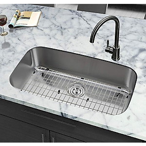 MONSINTA Stainless Steel Sink Grid and Protectors for Bottom of Kitchen Sink, 26" x 14" with Rear Drain for Single Sink Bowl