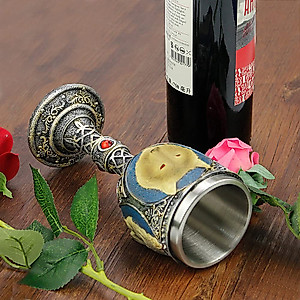 EZESO Stainless Steel Wolf Goblet, EZESO Resin 3D Wine Chalice Goblet Cup(Wolf Goblet)