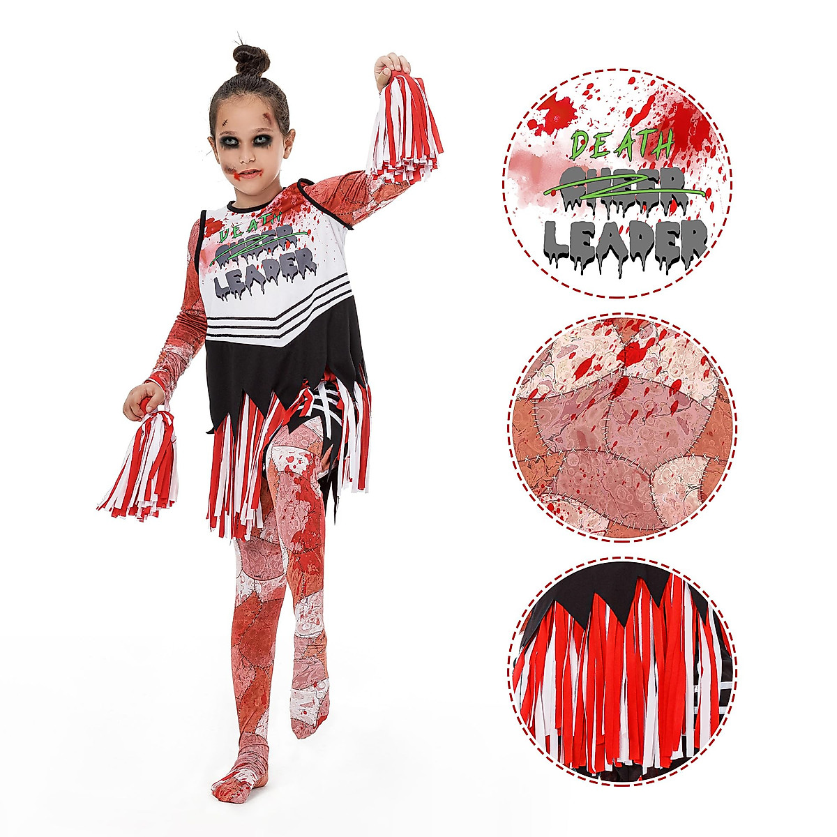 HPMNS Halloween Kids Zombie Cheerleader Costume L