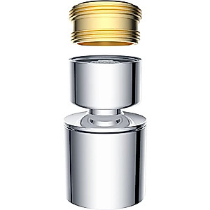 Hygie Rinse Faucet Aerator, 360° Swivel Kitchen Sink Sprayer Attachement Dual-function 2-Flow Faucet Head, Big Angle Sink Faucet Extender, Female 55/64 Inch-27UNS, Chrome Finish