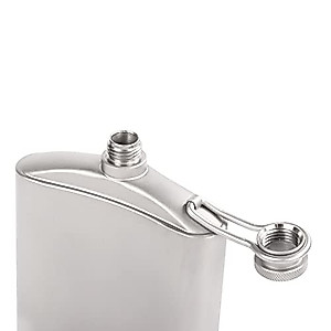SILVERANT Titanium Hip Flask 248ml/8.73 fl oz, Ultralight Portable Leakproof Pocket Flask Flagon With Screw Cap Clip, Drawstring Cloth Case & Pouring Funnel