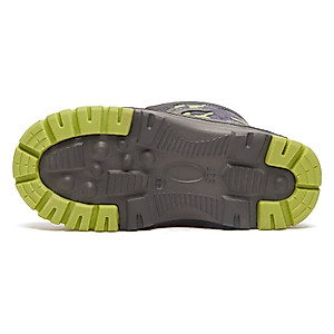 BODATU Boys Snow Boots Outdoor Waterproof Winter Kids Shoes Grey/Green 7768, 2.5 Little Kid