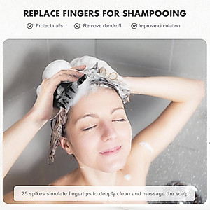 FREATECH Scalp Massager Shampoo Brush with Soft Silicone Bristles for Hair Growth and Scalp Care, Shower Hair Brush Head Massager Scalp Scrubber Exfoliator for Dandruff, Men Women Kids, Black