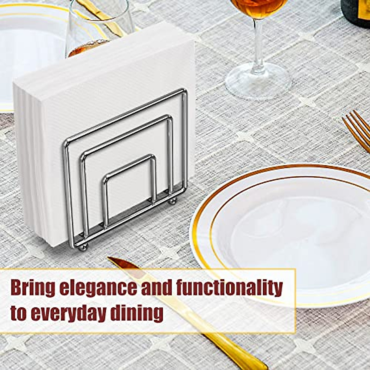 Housolution Napkin Holder, Simple Design Metal Napkin Holders Upright Decorative Napkins Holder for Home Kitchen Table, Silver