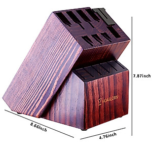 ChefHoablorn Knife Block, wood Knife Holder, Universal Kitchen Knife Holder with Built-in Knife Sharpener, 15 Knife Slots for Kitchen Counter, Without Knives