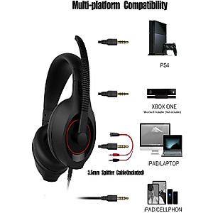 SENICC 3.5mm Stereo Headset with Mic,Over Ear Headphones Wired Gaming Headset with Lightweight Design,Noise Cancelling Musical Earphones for Xbox,Cellphones,MP3,Tablets,Laptop,Desktop Computer