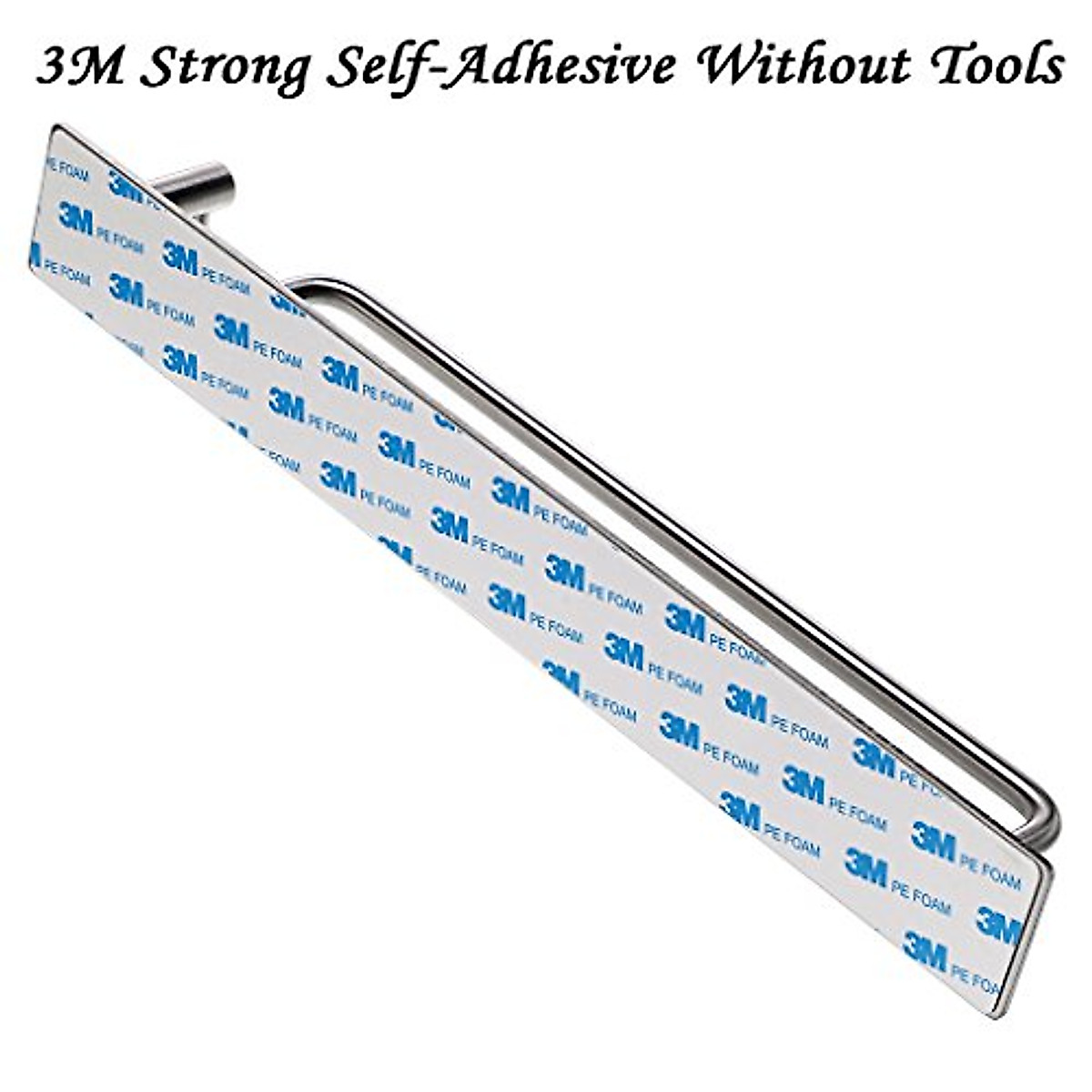 Sumnacon Towel Bar Rack with Hook, 13.38 Inch 3M Self Adhesive Stainless Steel Towel Holder Organizer for Bathroom Kitchen Bedroom, Brushed Finish (Towel Rack with Hook)