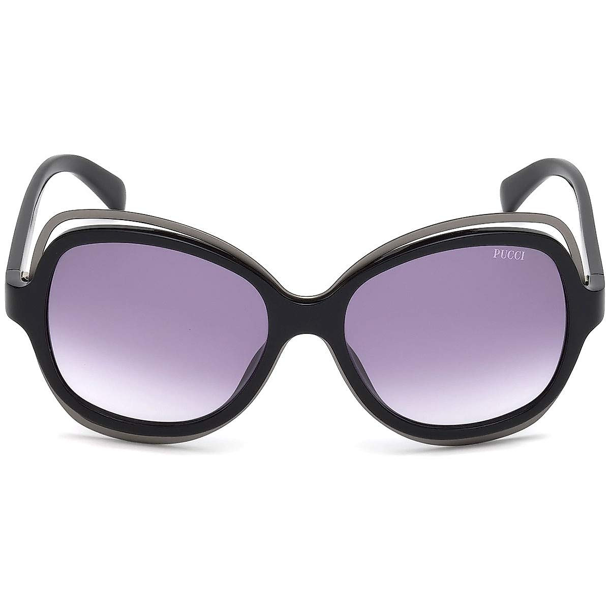 Emilio Pucci EP0056 Sunglasses - Shiny Black Frame, Gradient/Mirror Violet Lenses, EP00565701Z