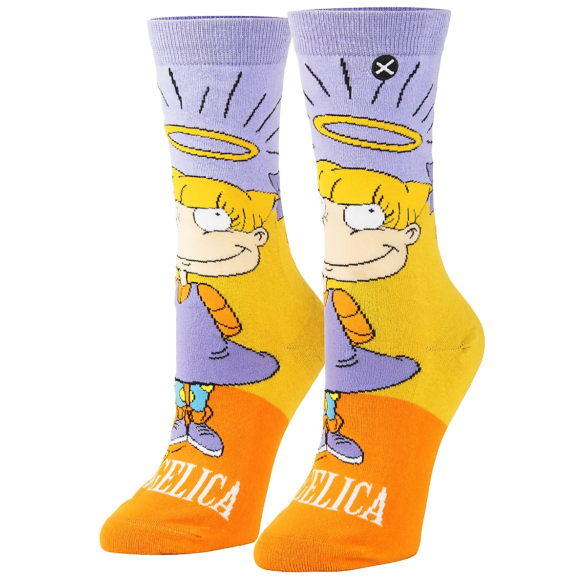 Odd Sox, Nickelodeon Rugrats Cartoon Socks, Angelica, Fun Novelty Women's Crew, Large