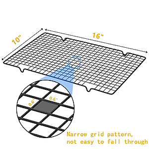Tebery 2 Pack Black Heavy-Duty Wire Cooking Rack Baking Racks, Nonstick Baking & Cooling Grid for Roasting, Cooking, Grilling, Drying - 16" x 10"