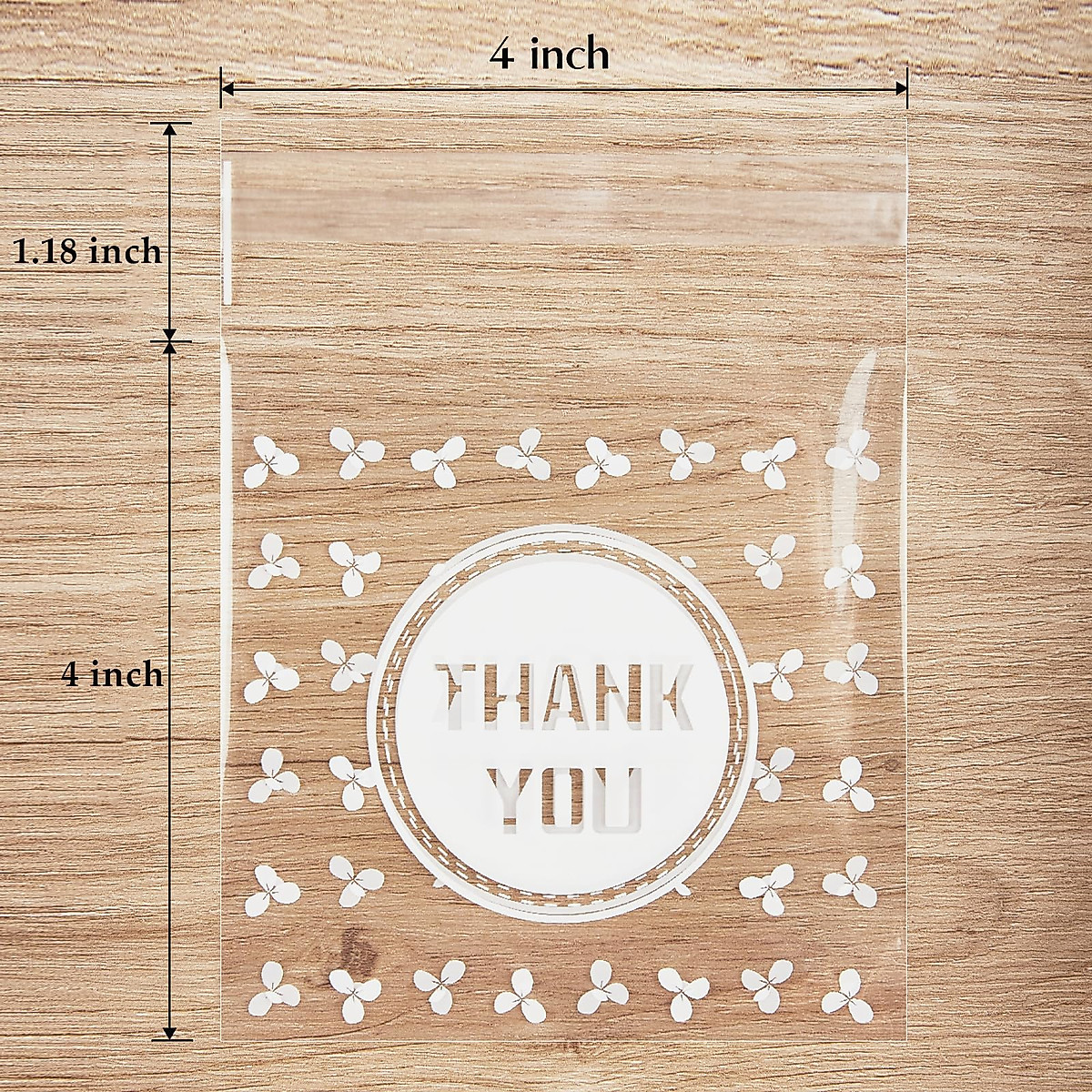 Jutieuo 4x4 Cellophane Bags Self Adhesive Thank You Cookie Bags (100-Count) Small Clear Gift Bags Individual Treat Bags for Packaging, Party Favor, Bake Sale, Gift Giving