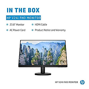 HP V24i FHD Monitor | 23.8-inch Diagonal Full HD Computer Monitor with IPS Panel and 3-Sided Micro Edge Design | Low Blue Light Screen with HDMI and VGA Ports | (9RV15AA#ABA) (Renewed)