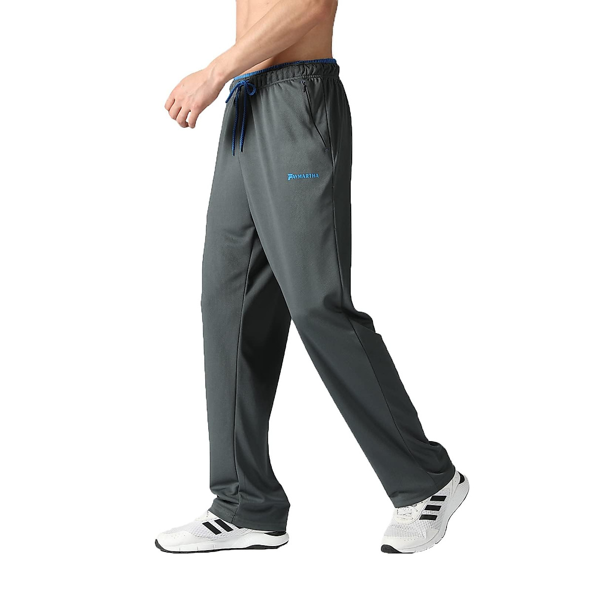 favmartha Men's Lightweight Sweatpants with Zipper Pockets Open Bottom Athletic Loose Fit Joggers Pants for Workout,Training(Grey M)