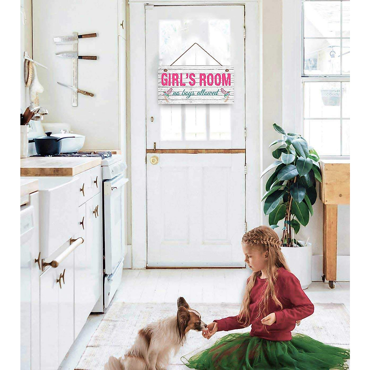 MAIYUAN Girl's Room Sign, No Boys Allowed, Girl's Room Decor, Nursery, Girl's Door Sign, Room Plaque, Birthday Gift, 5" x 10" Sign(E2-WH065)