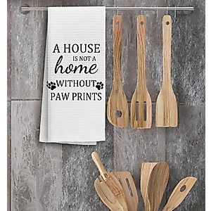 TUNW Dog Kitchen Towels 16″×24″,Dog Decorations for The Home,A House is Not A Home Without Paw Prints Soft and Absorbent Kitchen Tea Towel Dish Towels Hand Towels,Dog Lovers Gifts for Women