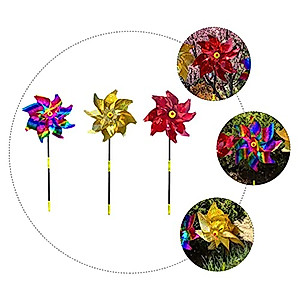 Cabilock 3pcs Outdoor Bird Repellent Pinwheel Tool Rainbow Pinwheels Wind Spinners Kids Windmill Children Toy Garden Windmills Whirl Pinwheels for Party Favors Outdoor Lawn Decorations