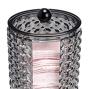 Hipiwe 2 Packs Q-Tips Cotton Round Holder - Acrylic Cotton Swab Canister Jar Cotton Balls Dispenser with Lid, Bathroom Vanity Countertop Storage Organizer for Makeup Sponges,Black