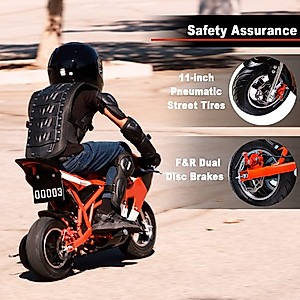 FRP 50cc 2-Stroke Pocket Bike 03, EPA Approved Gas Pocket Bike for Kids W/Strong Dual Brake, Realistic Racing Pocket Rocket Max Speed 20 Mph, Mini Bike Max Weight 165 LB-Ultra Edition (Orange)