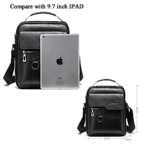 Messenger Bag for Men Crossbody Shoulder Purse Small Vintage PU Leather Satchel Pouch Side Crossover Handbag (Men Messenger Bag for Black)