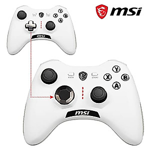 MSI FORCE GC20 V2 WHITE Wired PC Gamepad Controller - Interchangeable D-Pad Covers, Dual Vibration Motors, USB 2.0 - Wired