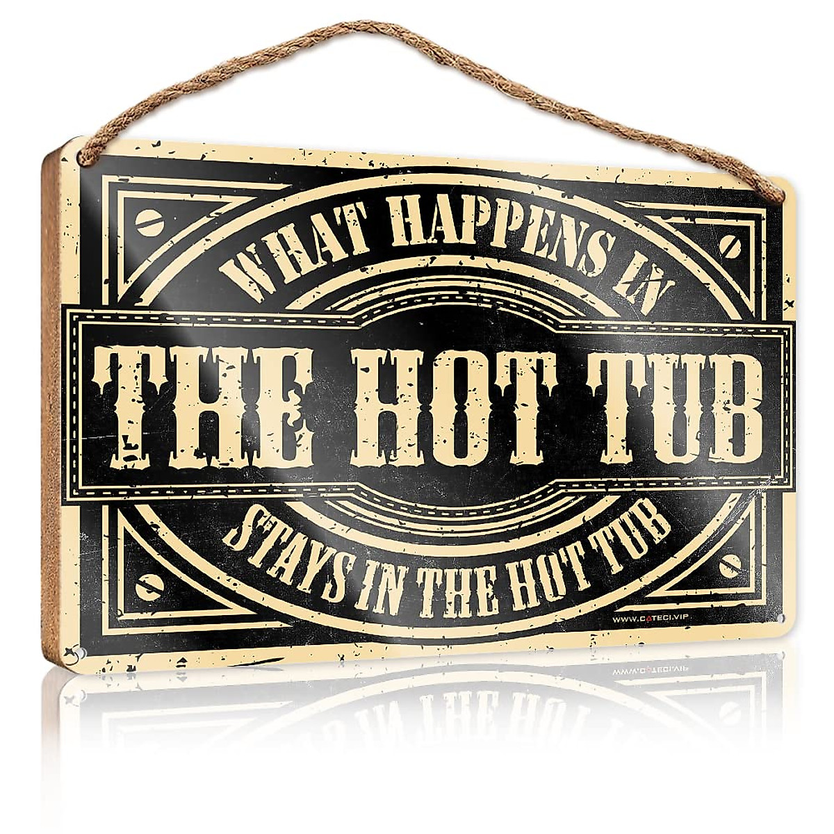 Front Sign What Happens in The Hot Tub Stays in The Hot Tub Wooden Sign Outdoor Patio Decor Outside Decor (Size : 15X28CM)