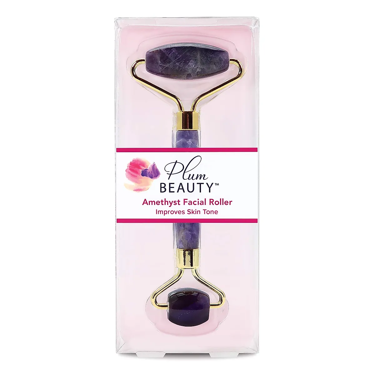 Plum Beauty Amethyst Facial Roller, helps reduce under-eye puffiness and dark circles