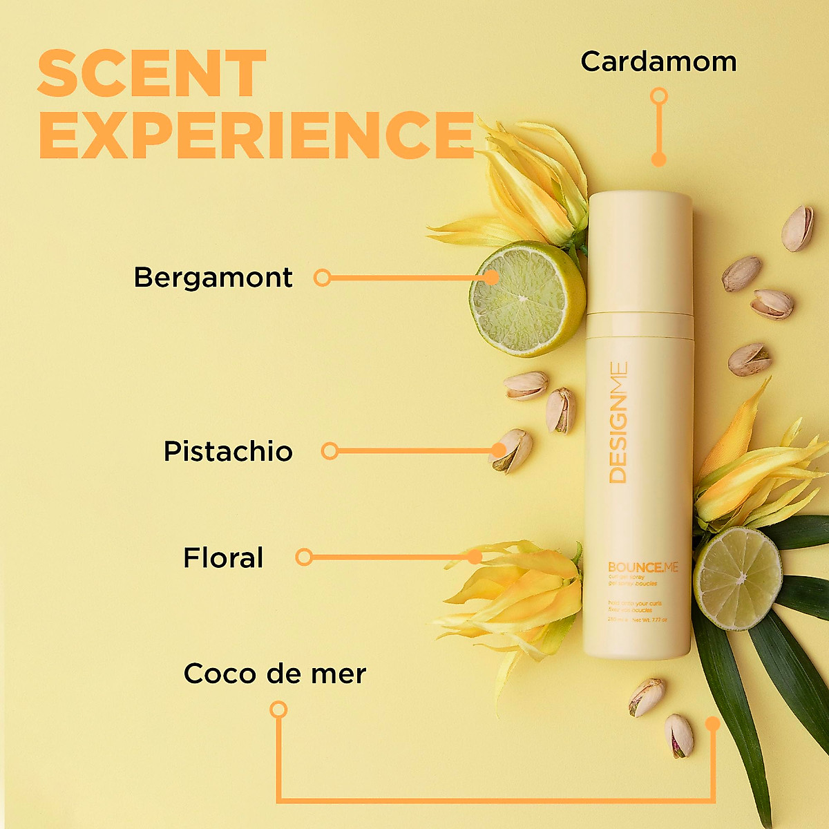 BOUNCE.ME Curling Gel Spray by DESIGNME | Frizz-Free Curl Defining Gel - Refresh Curls, Waves, Coils | Non-Crunchy, Non-Sticky Formula - Climate Control Styling, 7.77Oz