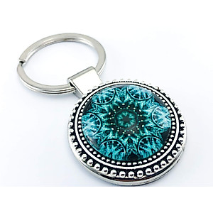 Teal Medallion Keychain for Women Handbag Charm