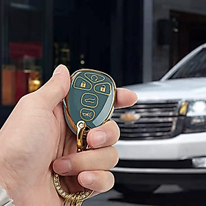Key Fob Cover for Chevrolet, 5 Button Key Case with Keychain fit for Chevrolet Suburban Tahoe Traverse Cadillac Escalade SRX GMC Acadia Yukon Saturn Outlook Enclave