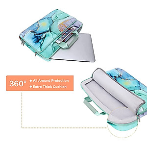 MOSISO 360 Protective Laptop Shoulder Bag Compatible with MacBook Air/Pro,13-13.3 inch Notebook,Compatible with MacBook Pro 14 inch M3 M2 M1 2023-2021, Polyester Sleeve with Belt Marble MO-MBH189