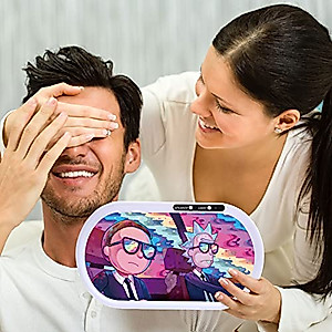 Bluetooth Speaker LED Rolling Tray - Light Up Glow Tray with 7 Colors Party Mode Rechargeable, Smooth Rounded Edges, USB Fast Charging, Unique Art Style Patterns Design, Fun Guys, 13.8”x7.9”.