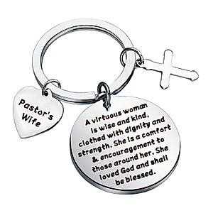 BAUNA Pastor's Wife Gifts Pastor's Wife Appreciation Gifts She is a Comfort and Encouragement to Those Around Her Keychain Minister's Wife Jewelry (pastor's wife keychain)