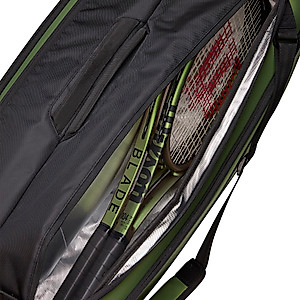 WILSON Blade V8 Super Tour Tennis Racket Bag - Green/Black, Holds up to 9 Rackets