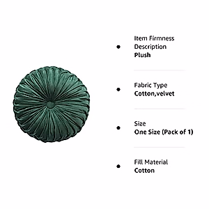 Teieas Round Throw Pillow Velvet Home Decoration Pleated Cushion for Couch Chair Bed Car Emerald Green