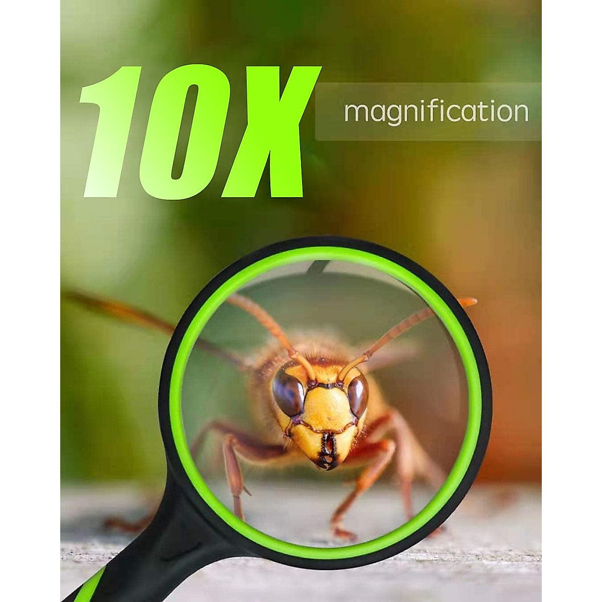 Wapodeai Magnifying Glasses, Magnifying Glass 10X Handheld Reading Magnifier for Seniors & Kids, 75mm Large Magnifying Lens with Non-Slip Rubber Handle for Reading and Hobbies.