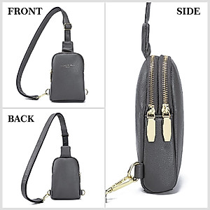 INICAT Small Crossbody Sling Bags for Women Vegan Leather Cell Phone Purse Fanny Packs for Women Men(Gray)