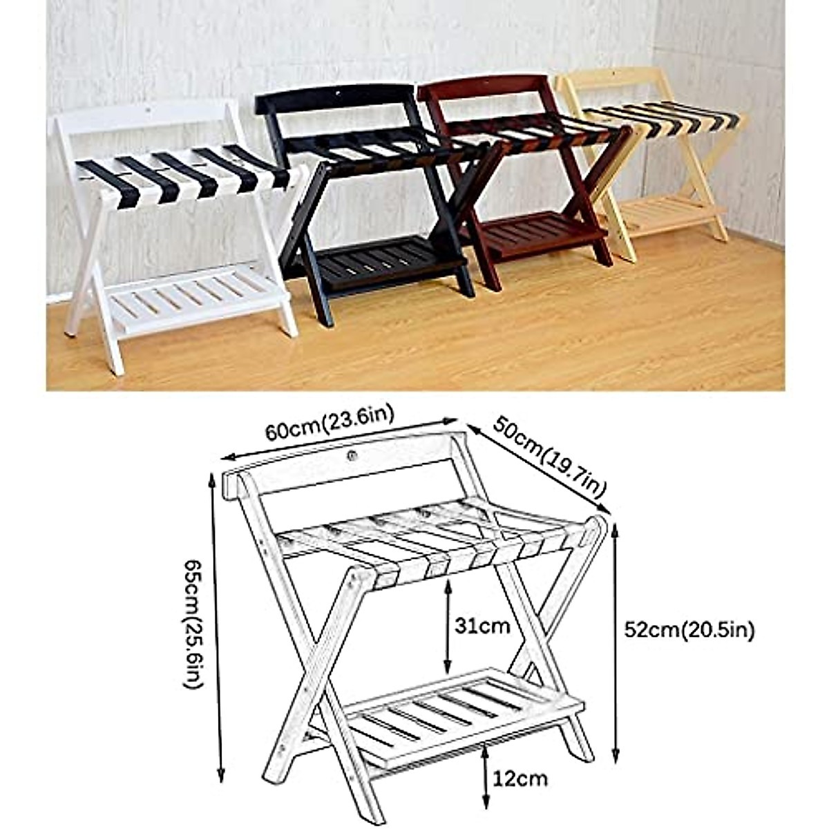 beeyuk Double Luggage Rack with Shoe Rack, Luggage Rack for Bedroom, Guest Room, Hotel (Color : White)