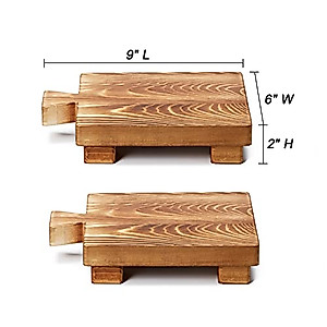 SOONOW Farmhouse Kitchen Decor - Wood Riser for Display, Decorative Wooden Pedestal Stand for Kitchen Counter, Rustic Display Tray for Home and Bathroom Decor (Brown*2)