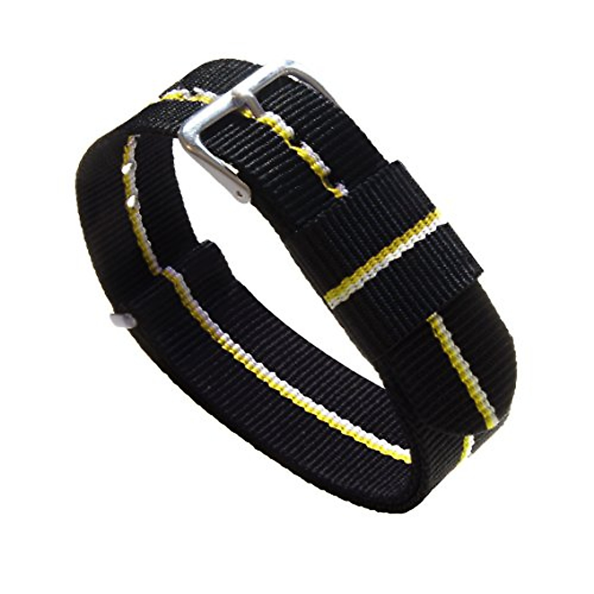 BARTON WATCH BANDS 22mm Black/Lemon/Ivory Standard Length Ballistic Nylon NATO® Style Straps