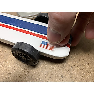 Pinewood Pete Pinewood Car Sticker Set. Stripes, Numbers, Flags, Lights, and More.