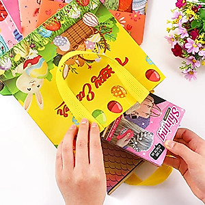 STYPOP Easter Gift Bags 18 Pack Reusable Easter Basket for Kids Non-woven Easter Bags with Handles Personalized Treat Bags Easter Bunny Egg Gnome Party Bags for Egg Hunt Games Easter Candy Bags