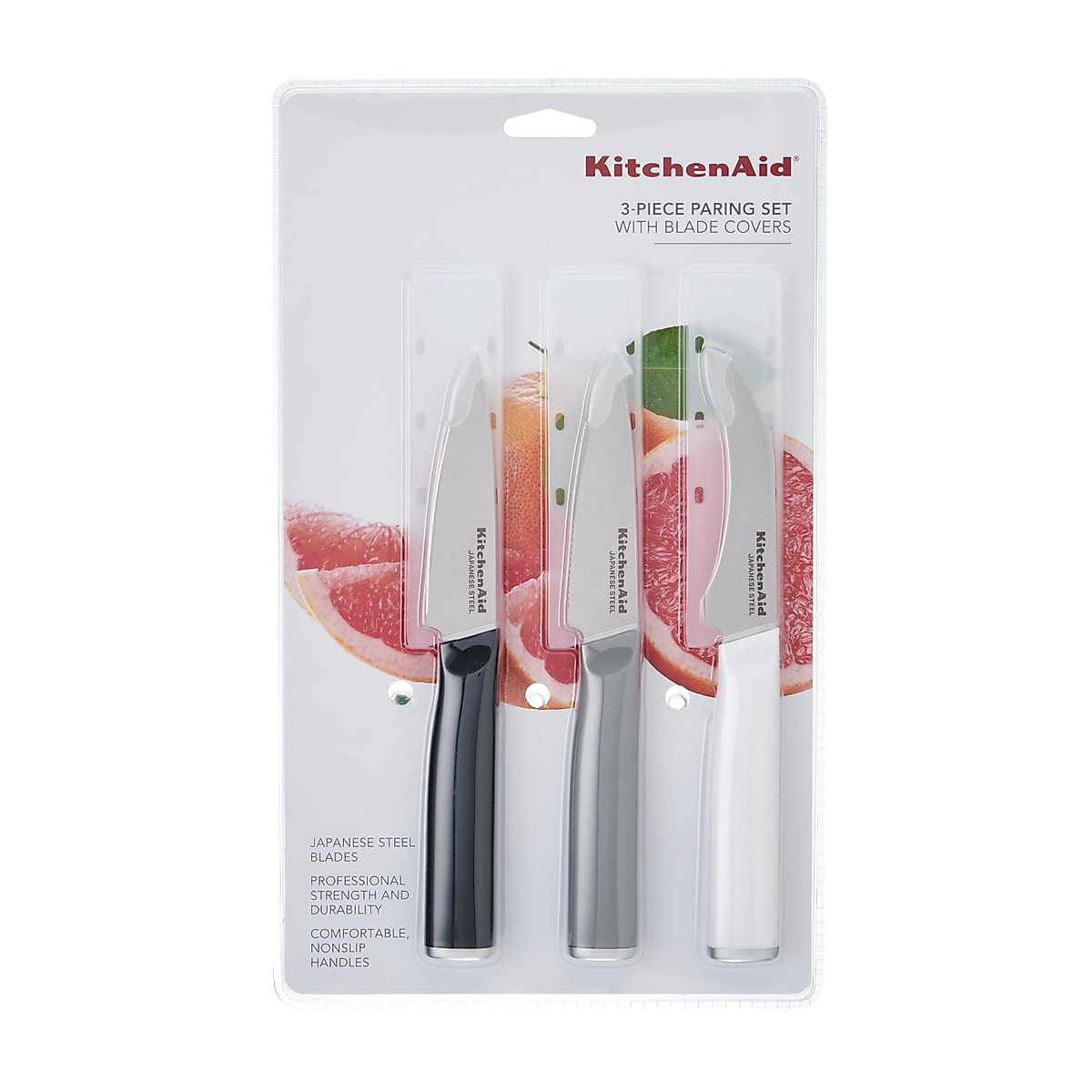KitchenAid Paring Knife Set, High Carbon Stainless Steel Kitchen Knife Set, Razor-Sharp Blades, 3 Piece, Multicolor