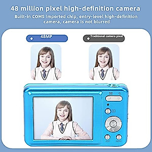 4K Digital Camera, 48 MP Camera with 2.7in HD Screen, 8X Optical Zoom Portable Digital Camera, Vlogging Camera for Children Beginners(Blue)