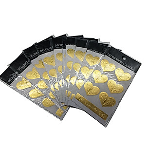 Envelopes Label Stickers Love Heart Shape Stickers 60 PCS Kraft Paper Thank You Stickers Retro Metallic DIY Decorative Adhesive Label for Packaging Bake Decoration Wedding Party Gift (Gold)