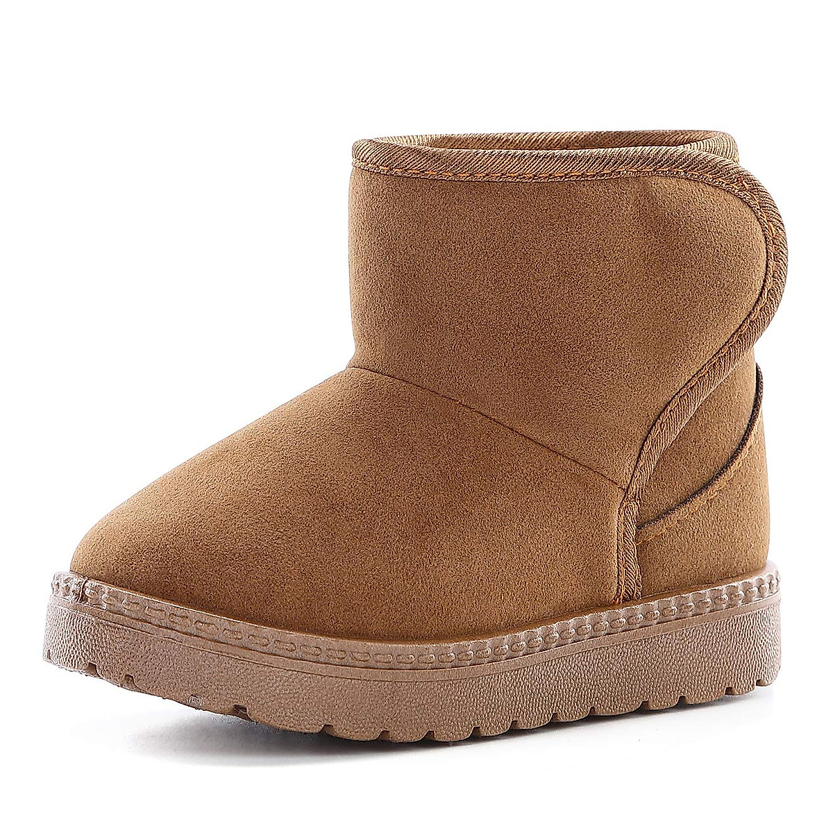 KDHAO Girls Boys Warm Winter Boots Kids Outdoor Snow Boots(5.5 M US Toddler, Brown(New))