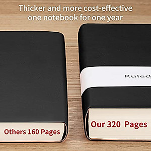 HIUKOOKA College Ruled Lined Journal Notebook-320 Pages A4 Notebook Large Journal 8.3''×11.7'', 100GSM Thick Notebook for Work,Leather Journal for Writing,Office,School with Inner Pocket - Black