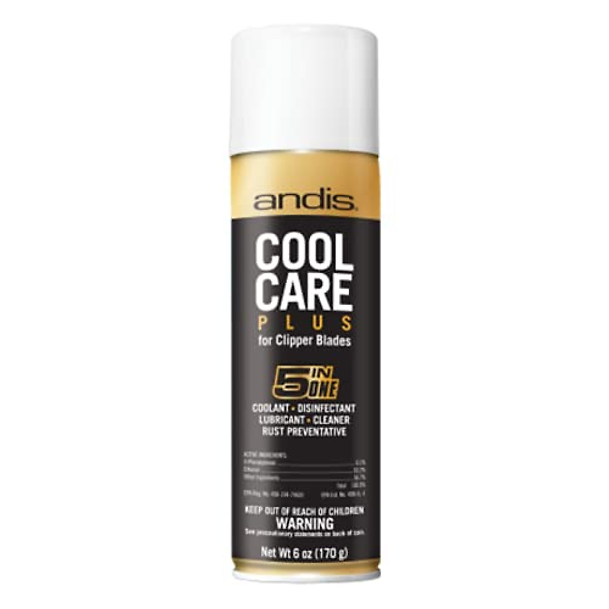 Andis Cool Care Plus 5-in-1 Clipper Spray-6oz Can, 6 Ounce (Pack of 1), Black