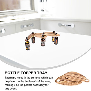 Hemoton 3Pcs Rectangular Wooden Serving Tray Set with Wine Bottle Topper, Cheese Plates and Jewelry Tray